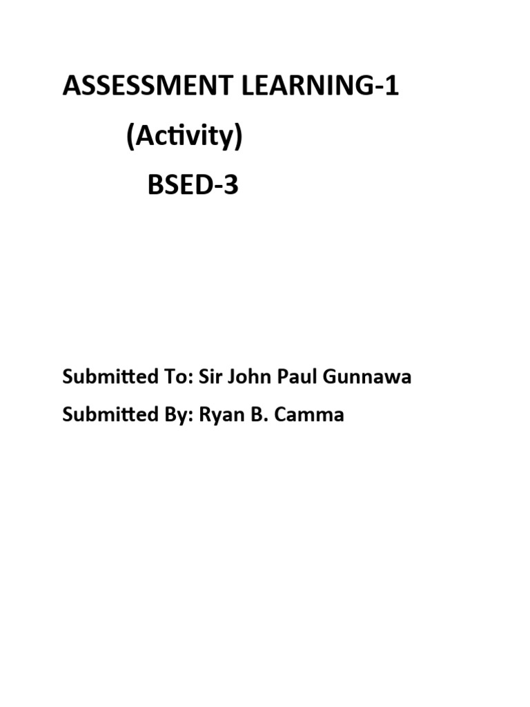 Assessment Learning 1 | PDF