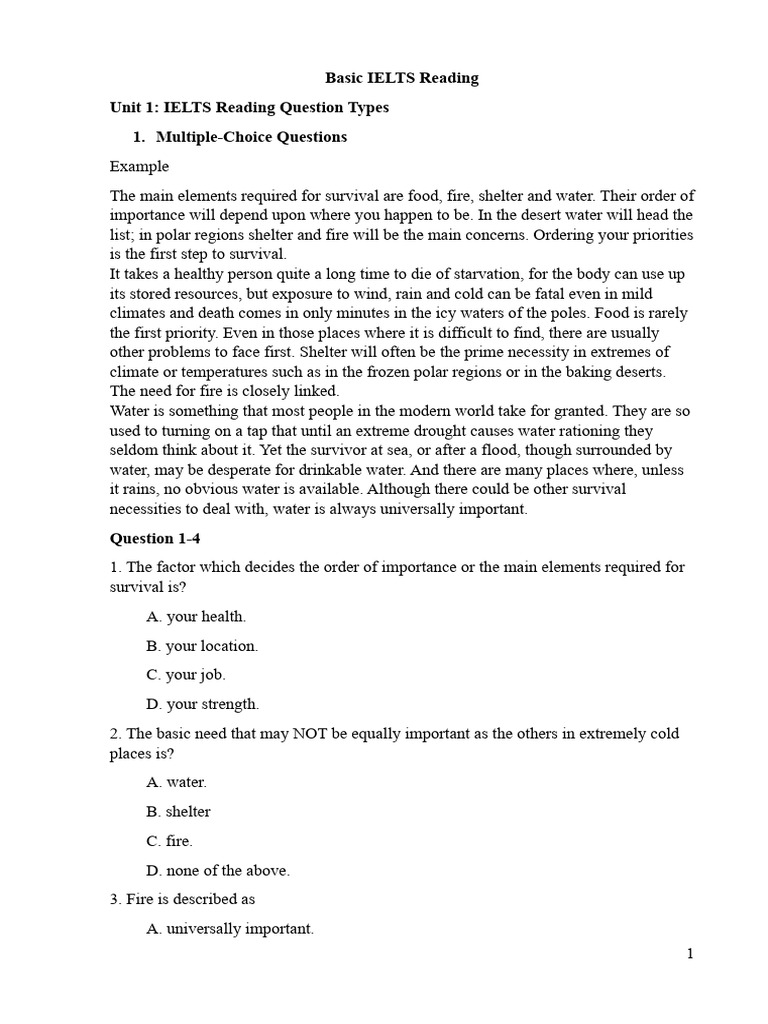 IELTS Reading Question Types Guide | PDF | Libraries | Water