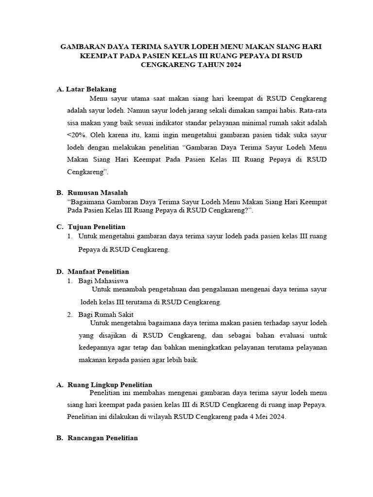 Proposal Mini Riset PKL D3 2024 | PDF