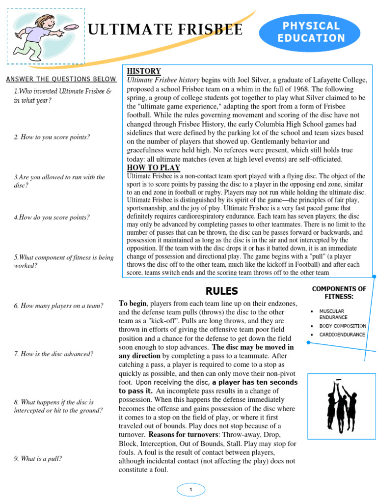 ULTIMATE_FRISBEE_HANDOUT | PDF | American Football | Team Sports