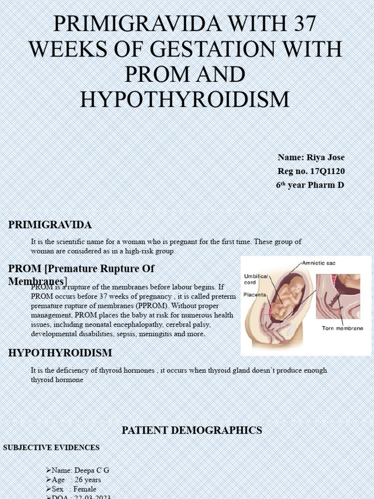 Primigravida With 37 Weeks of Gestation With Prom | PDF | Medical ...