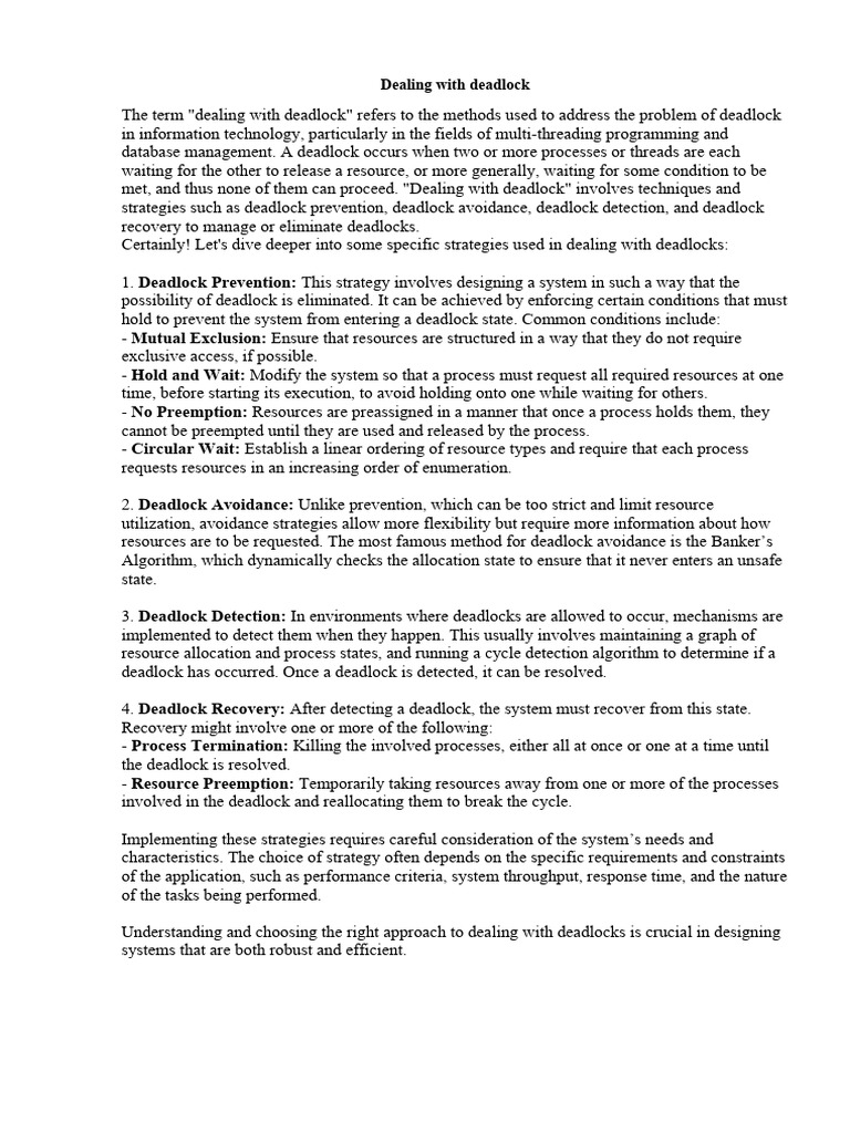 Dealing With Deadlock | PDF | Thread (Computing) | Computing