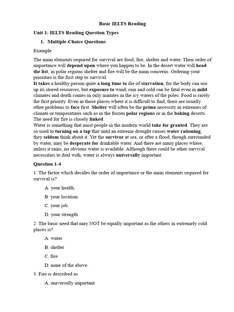 Basic IELTS Reading | PDF