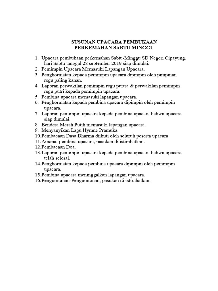 Susunan Upacara Persami | PDF