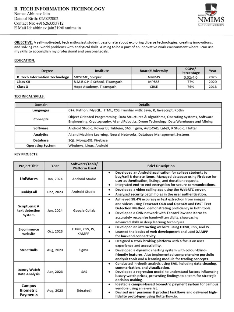 Abhinav Jain | PDF | Android (Operating System) | Databases
