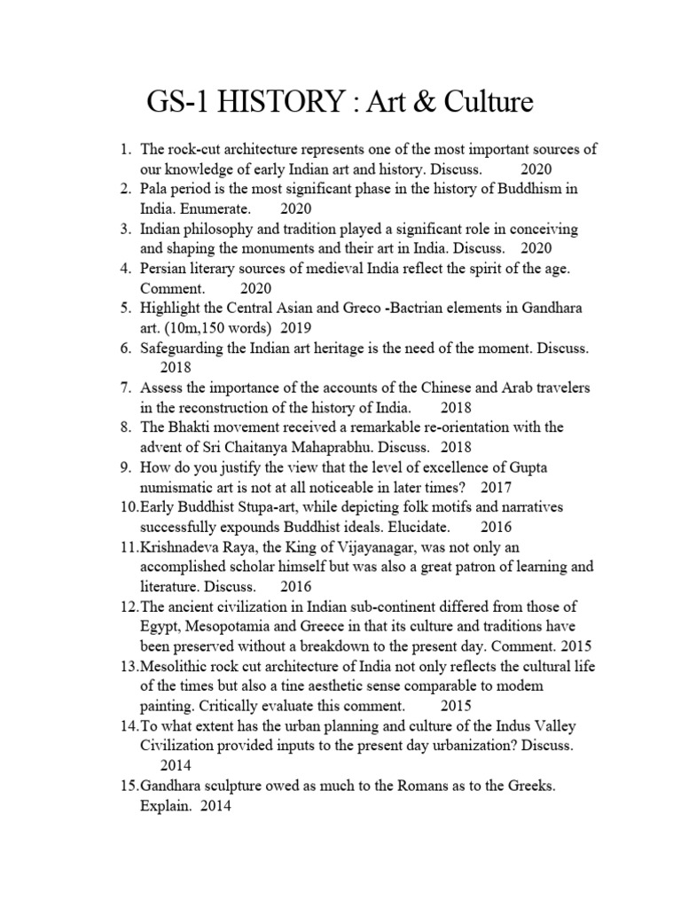 Art & Culture Mains History | PDF | Sculpture