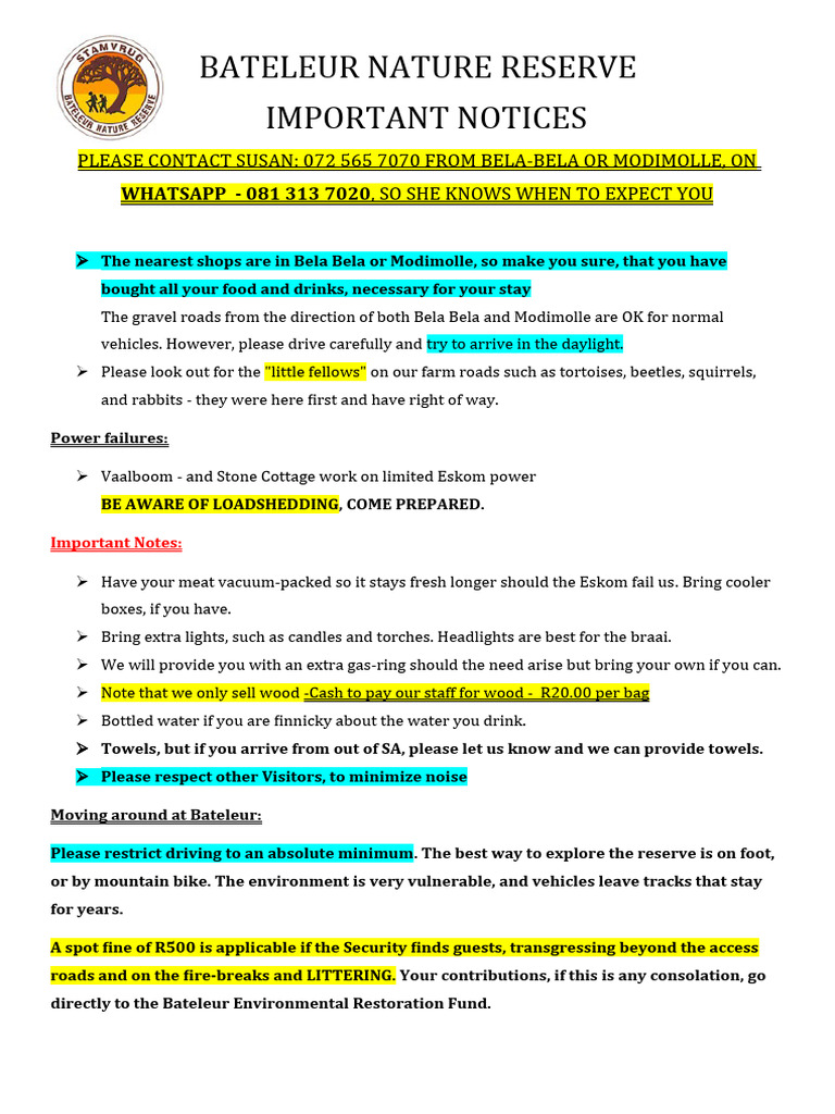 Important Notices - Visitors | PDF