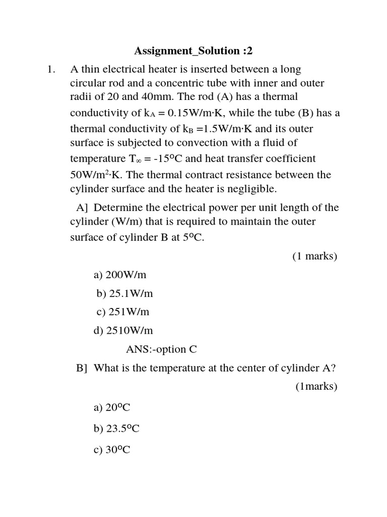 Assignment - Solution 2 | PDF | Thermal Insulation | Thermal Conduction