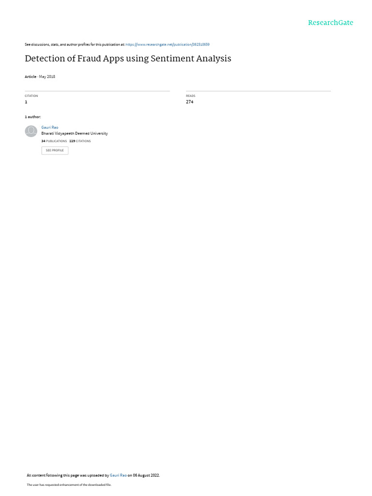 Detection Of Fraud Apps Using Sentiment Analysis Pdf Spamming Application Software