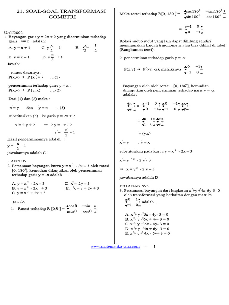 21 Soal Soal Transformasi Geom | PDF