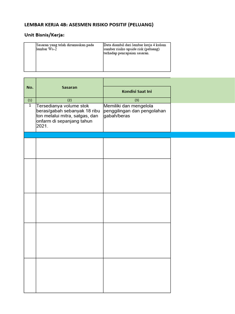 02-Worksheet Asesmen Risiko (Peluang-Ancaman) | PDF