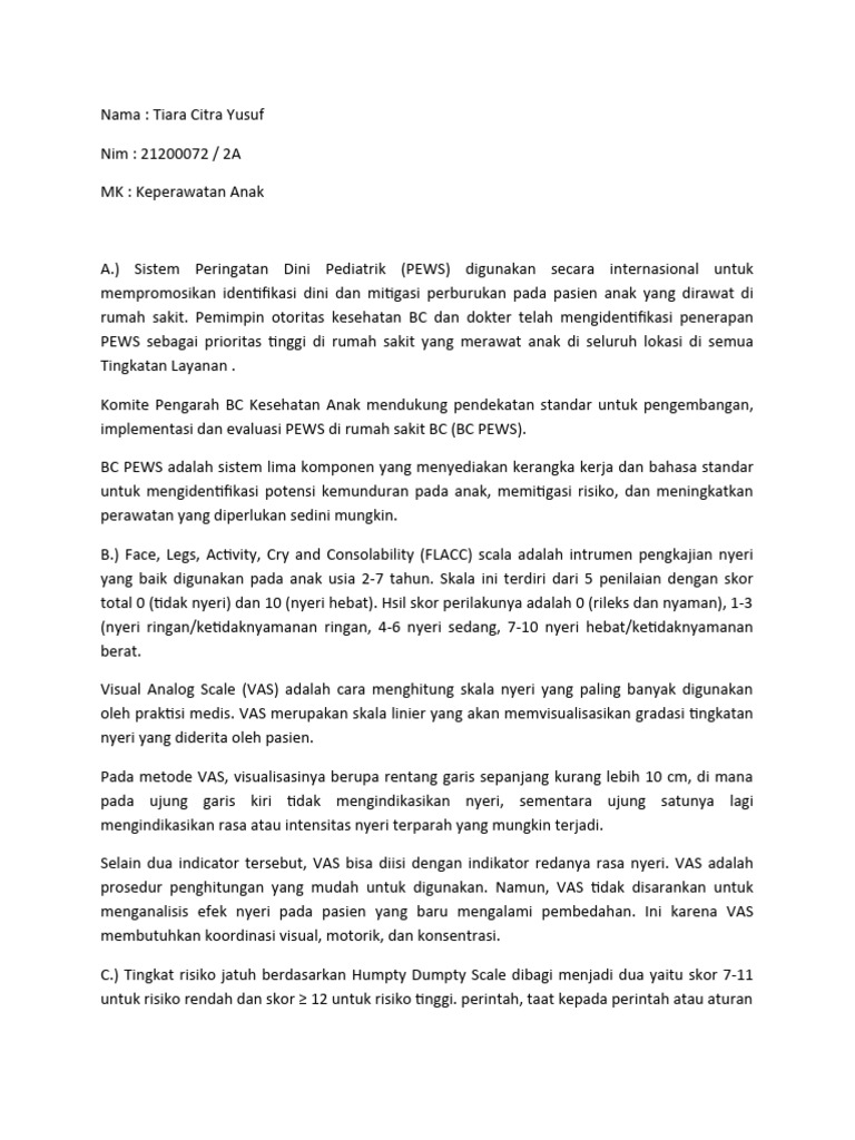 Tugas Kep Anak Tiara Citra Yusuf 21200072 | PDF | Kesehatan Holistik