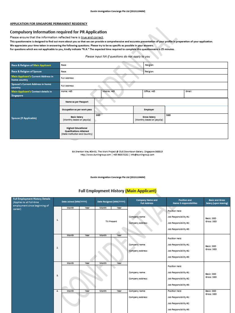 Applicant Questionnaire (SPR) | PDF