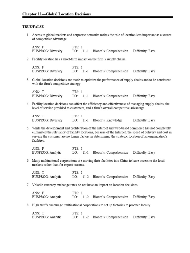 5e Chapter 11 Test Questions | PDF | Supply Chain | Labour Economics