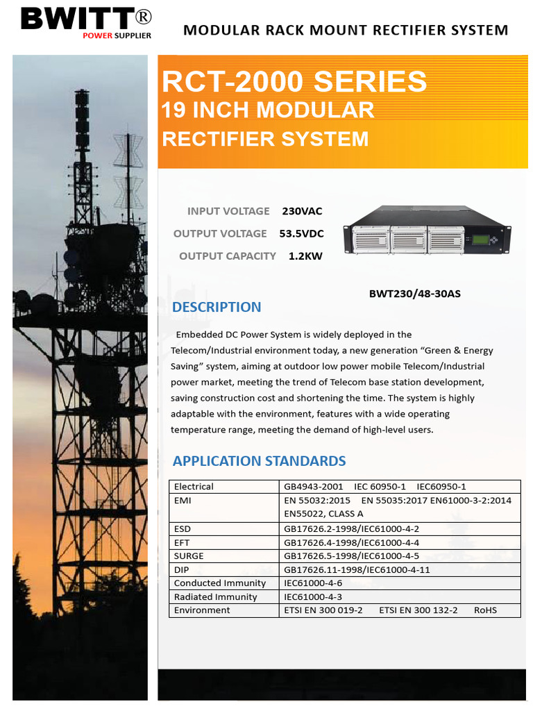 48Vdc 30A 1.2KW Rectifier system Brochures | PDF | Rectifier ...