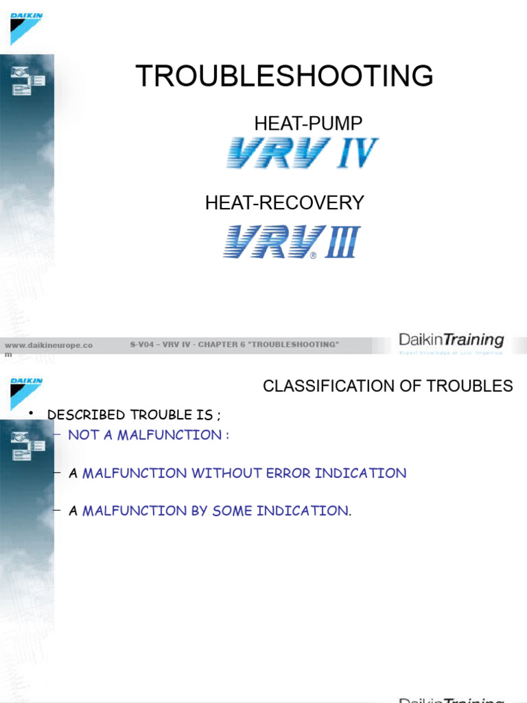 VRV4 HP and VRV3 HR - Chapter 6 Troubleshooting - Service Course - English | PDF | Home ...