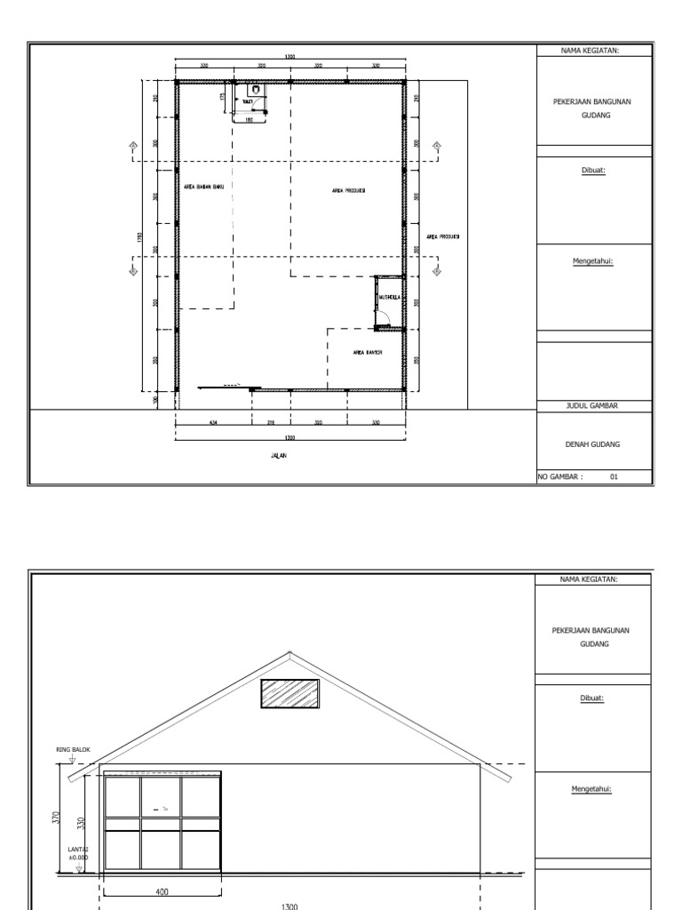 Denah dan Detail Bangunan Gudang | PDF