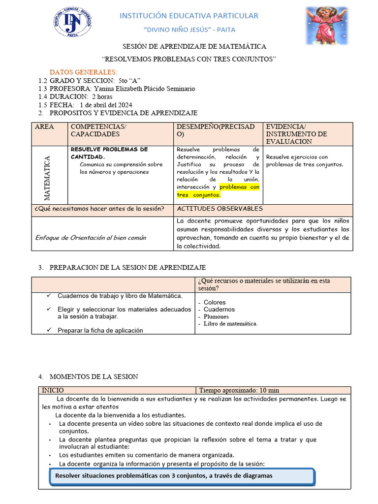 SESIÓN DE Problemas Con Tres Conjuntos | PDF | Aprendizaje | Science