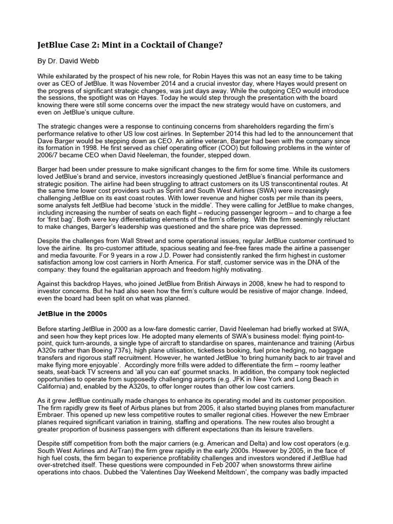 JetBlue Case Study Part 2 | PDF | Low Cost Carrier | Airlines
