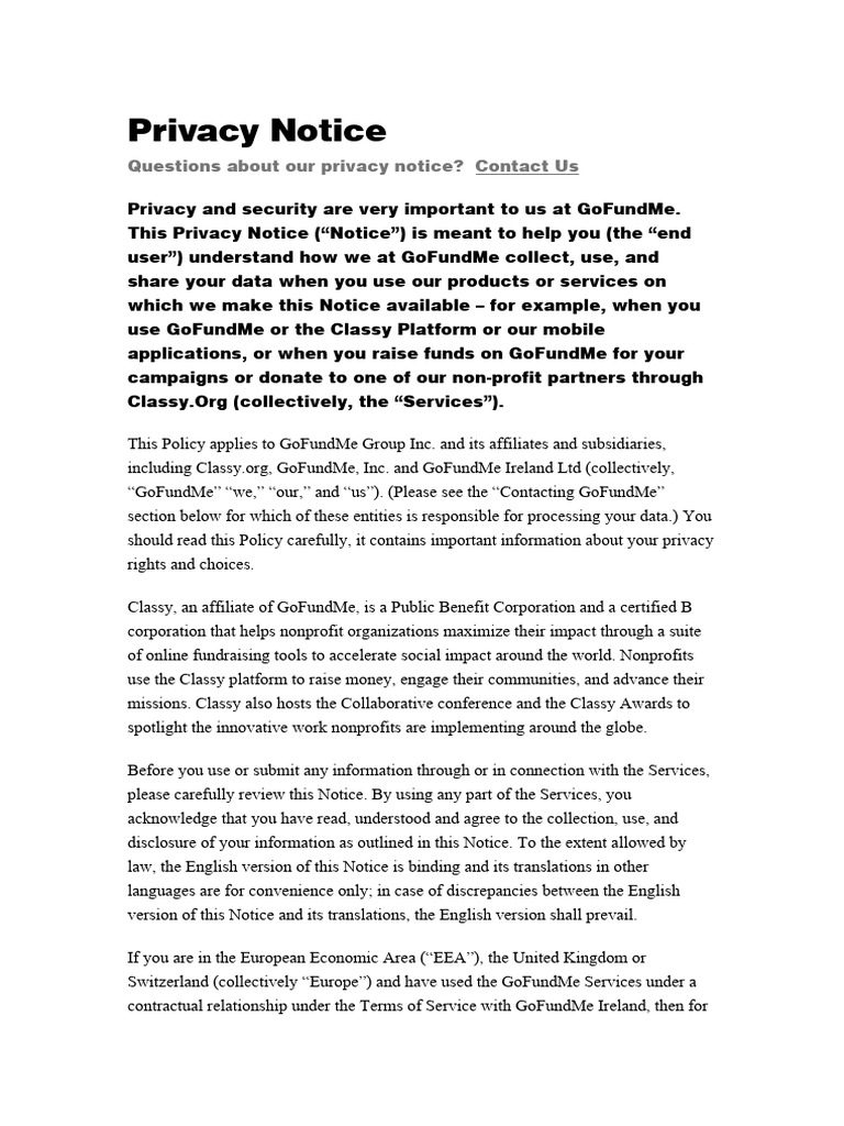 Gofund Me - Privacy Notice | PDF | Http Cookie | Privacy