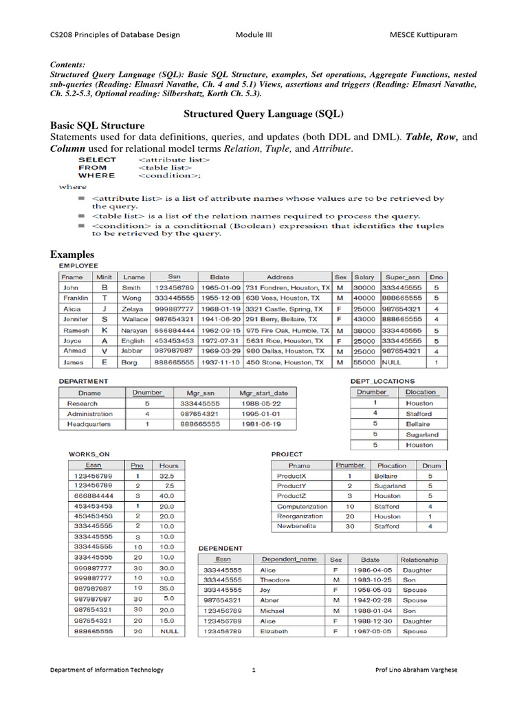 Module III - Royal Babu | PDF | Relational Database | Relational Model
