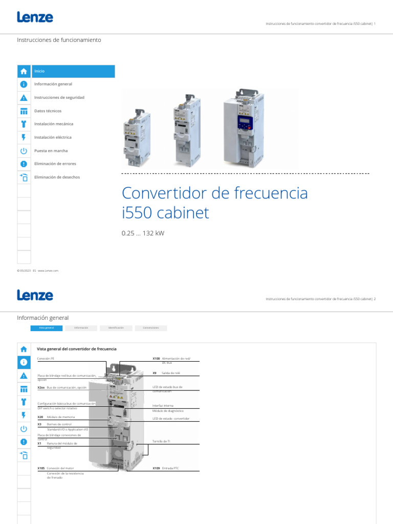 Manual de Uso Variador Lenze i550 | PDF | voltaje | Electromagnetismo