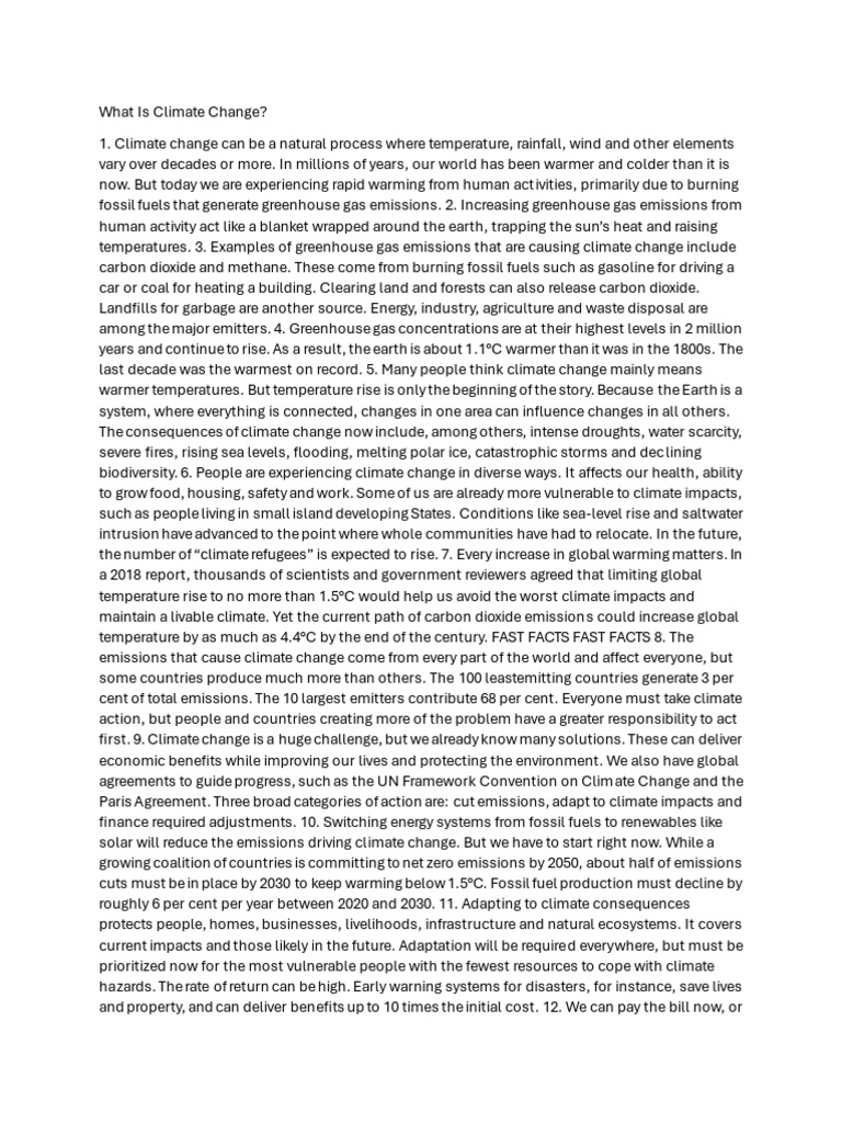 What Is Climate Change | PDF | Climate Change | Greenhouse Gas