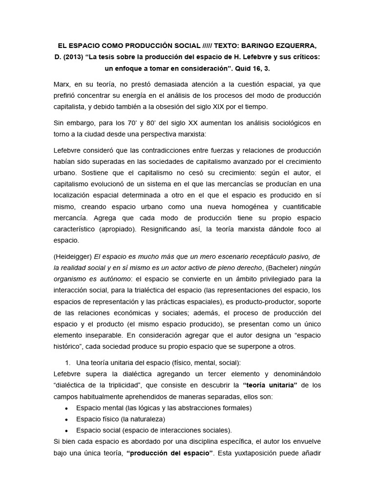 El Espacio Como Producción Social | PDF | Espacio | Capitalismo