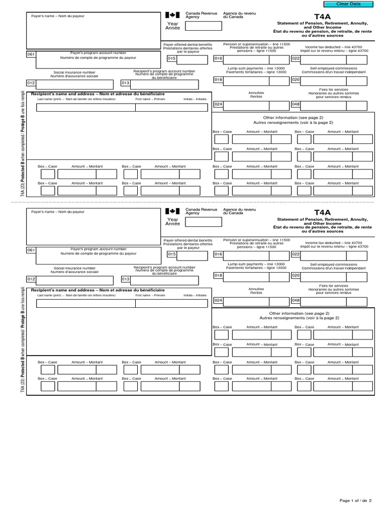 T4a Fill 23e | PDF | Pension | Taxes