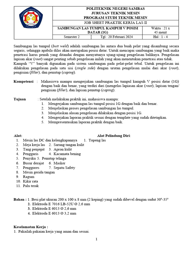 Jobsheet - 2 - Sambungan 1G | PDF | Griya & Taman | Teknologi & Rekayasa