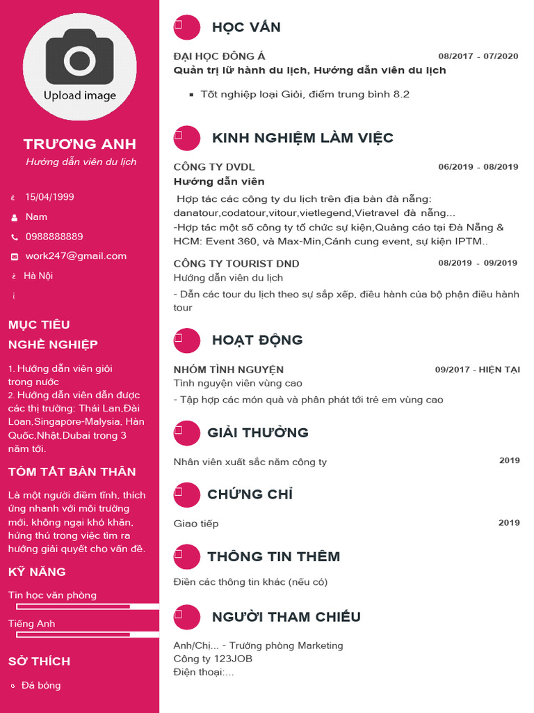 Mau CV Huong Dan Vien Du Lich | PDF