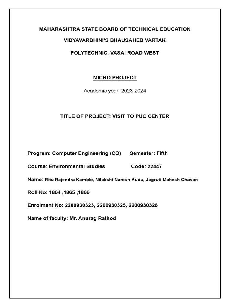 EST Microproject | PDF | Air Pollution | Exhaust Gas