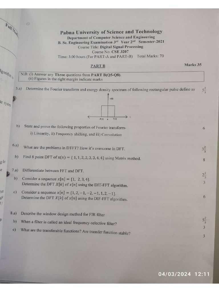 Question Digital Signal Processing | PDF