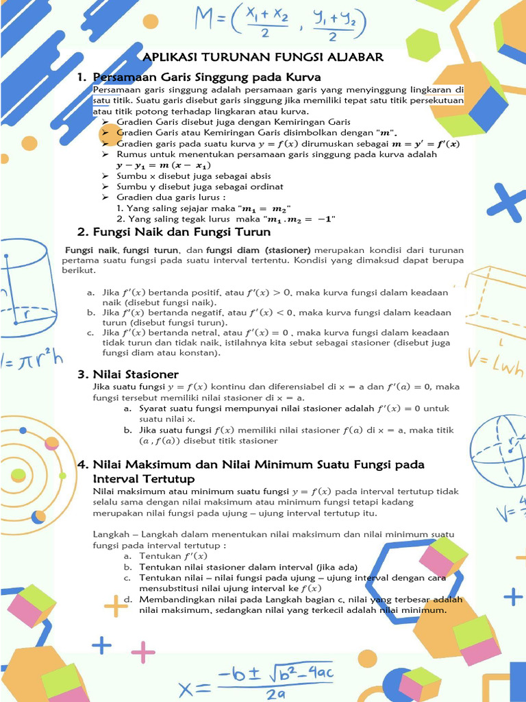 Aplikasi Turunan Fungsi Aljabar | PDF