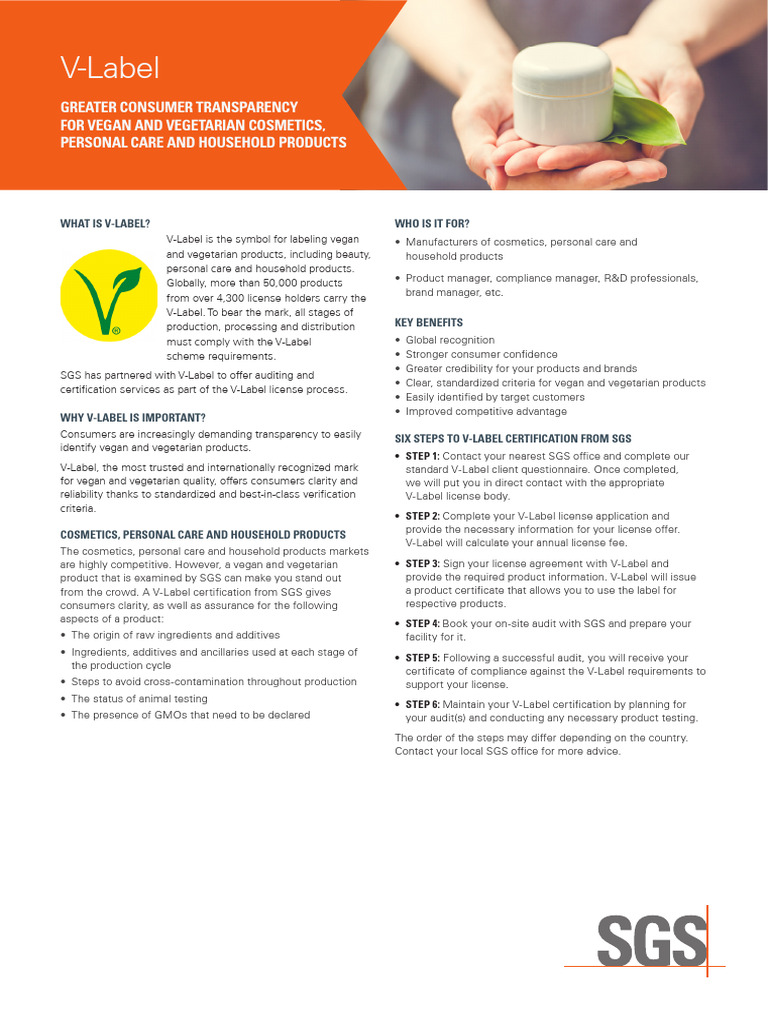 SGS HN Product Sheet V Label For Cosmetics Personal Care and Household ...
