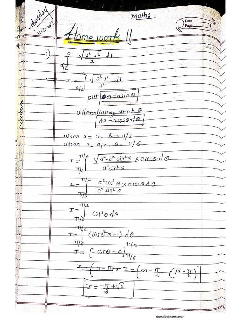 Sayali (Definite Integration)HW | PDF