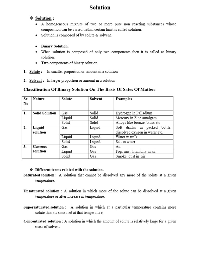 Solution | Download Free PDF | Mixture | Solubility