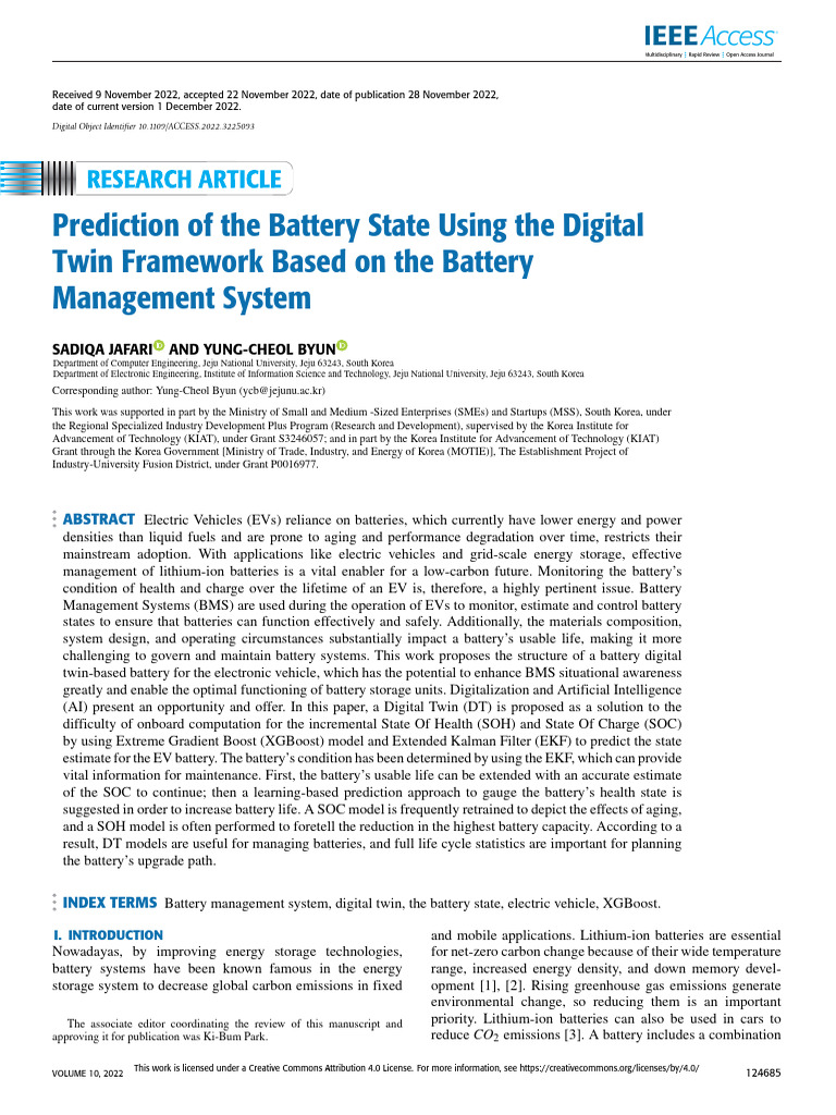 Prediction of The Battery State Using The Digital Twin Framework Based ... Prediction of The Battery State Using The Digital Twin Framework Based ...