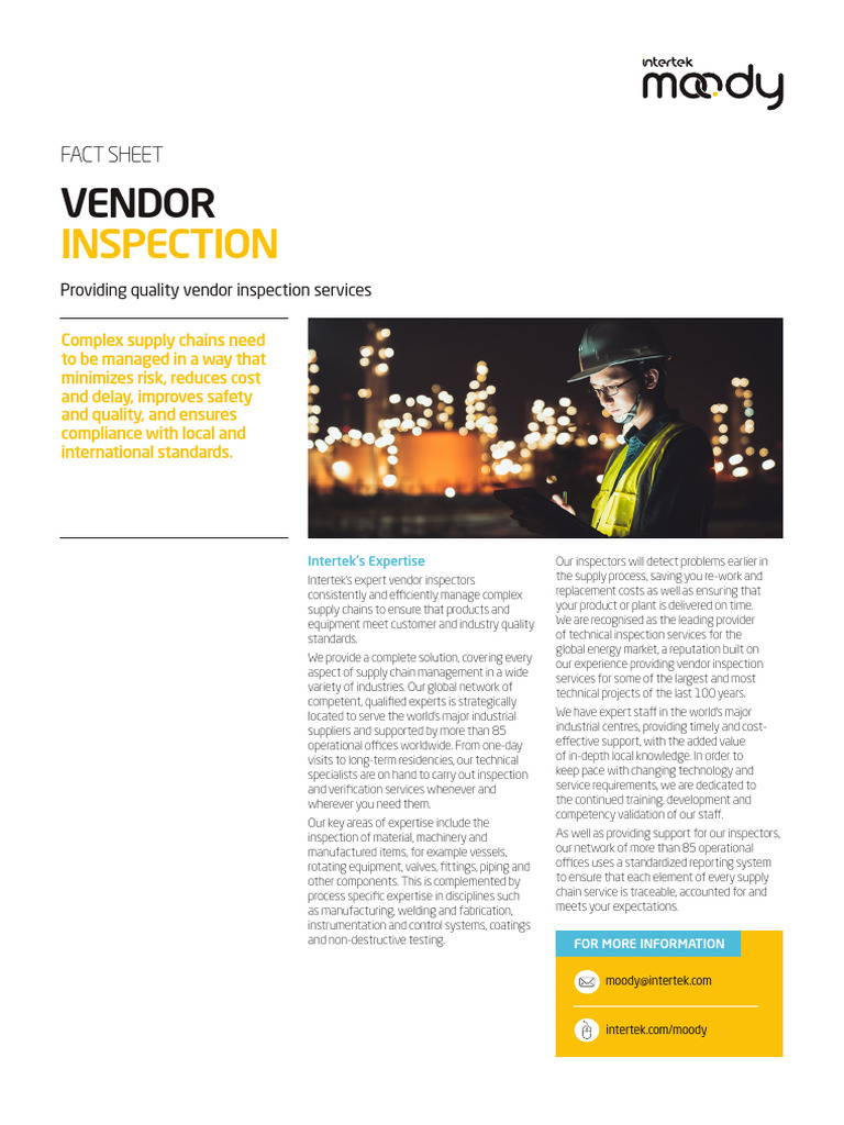 Fact Sheet_Moody_Vendor Inspection_A4 | PDF | Supply Chain ...