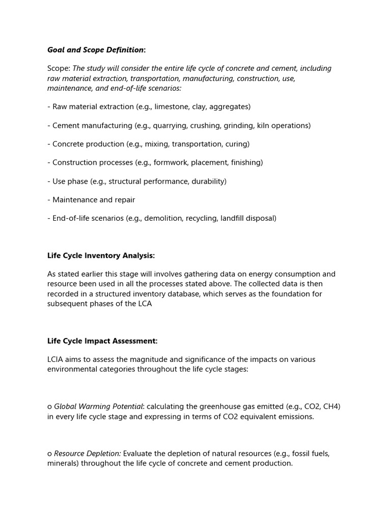 Goal and Scope Definition - LCA for cement | PDF | Life Cycle ...