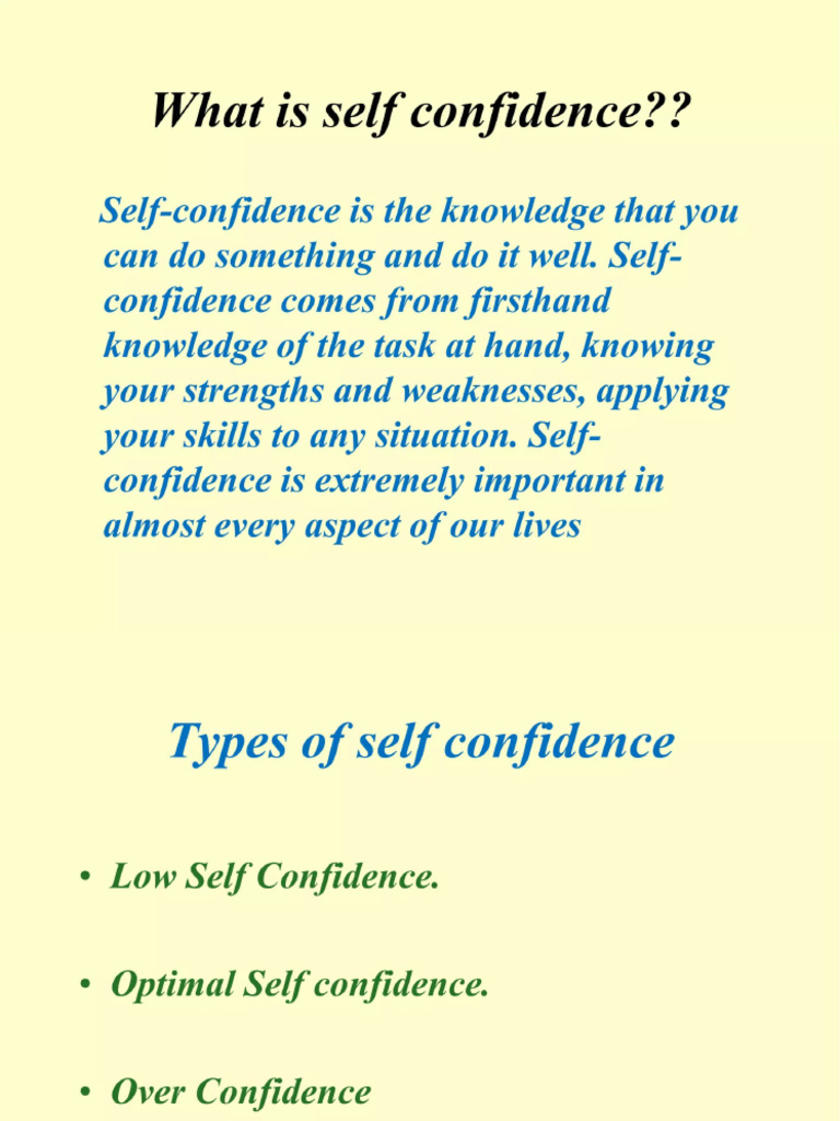 Self Confidence | PDF