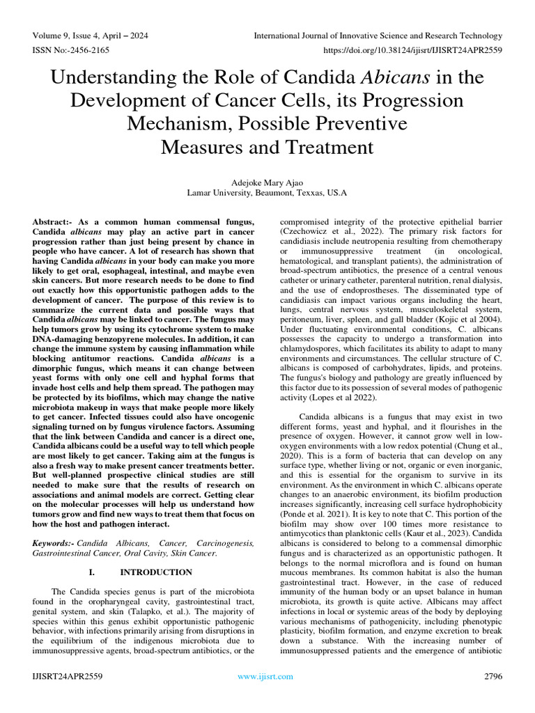 Understanding the Role of Candida Abicans in the Development of Cancer ...