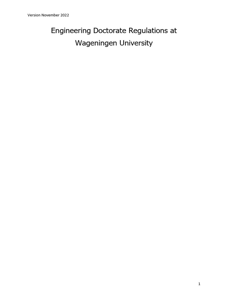 Wageningen University EngD Regulations | PDF | Doctorate | Academic Degree