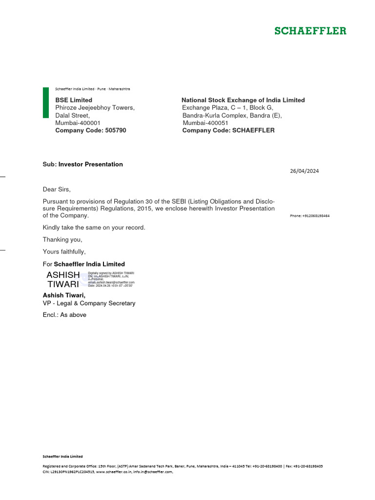 Schaeffler India Limited-Investor Presentation | PDF | Consumer Price Index | Inflation