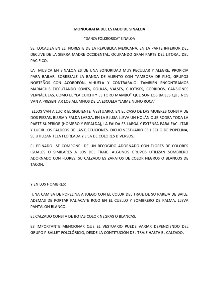 MONOGRAFIA DEL ESTADO DE SINALOA | PDF