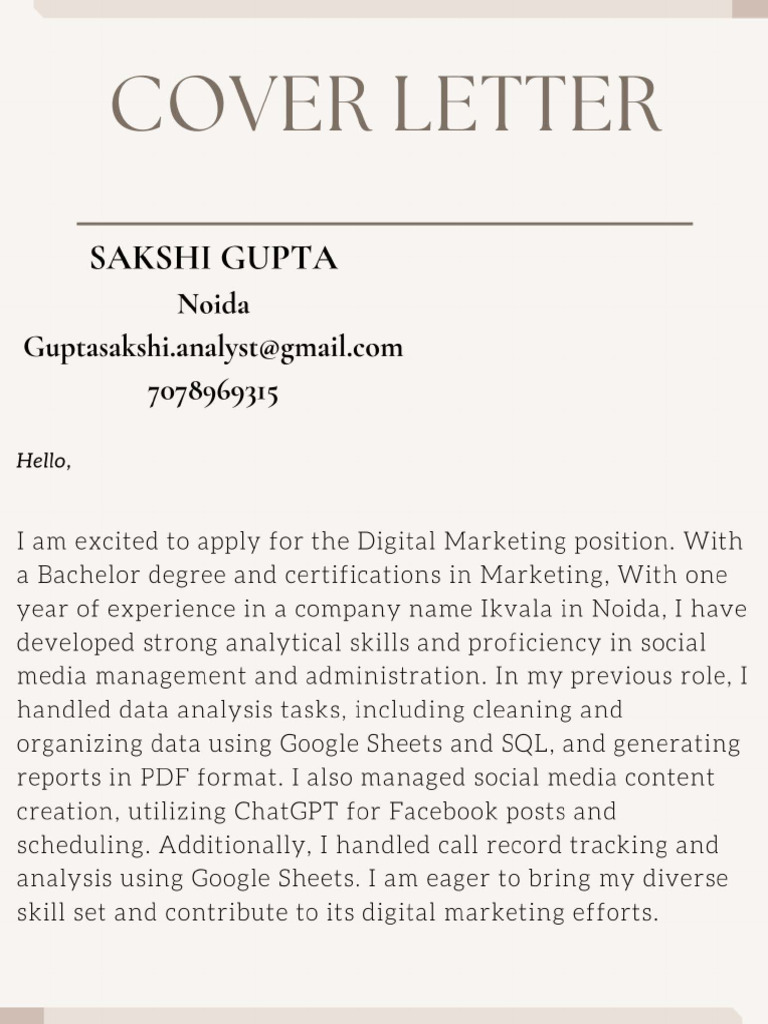 Sakshi Gupta cover letter | PDF