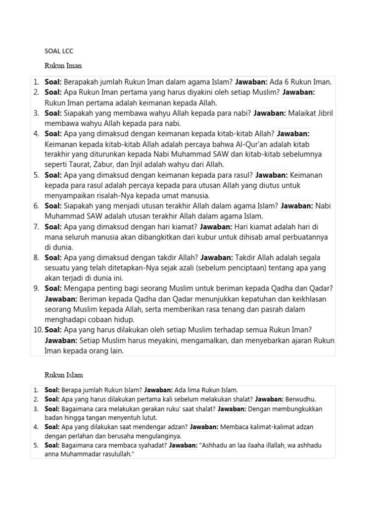 Soal LCC Pai | PDF