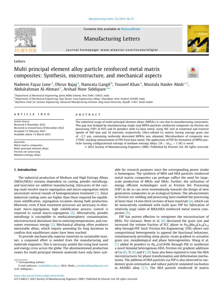 Manufacturing Letters | Download Free PDF | Composite Material | Materials