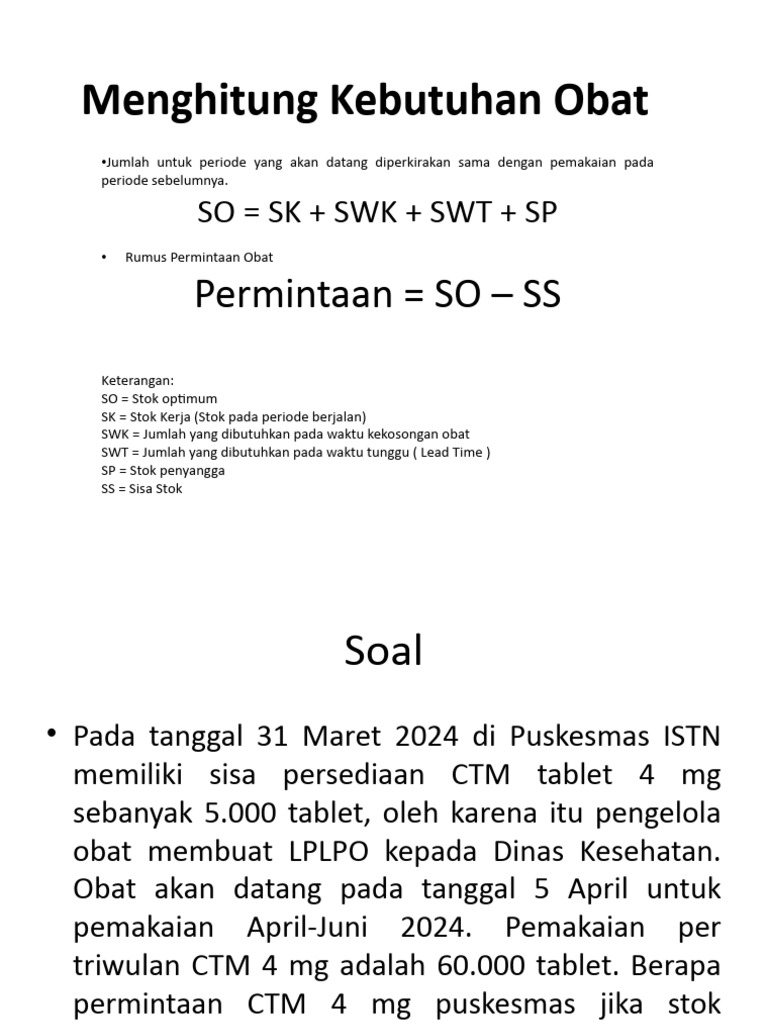 Rumus Menghitung Kebutuhan Obat | PDF | Kesehatan Holistik