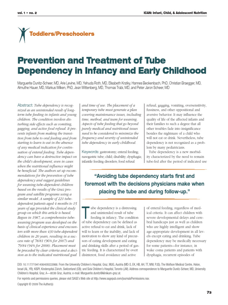 Dunitz Scheer Et Al 2009 Prevention and Treatment of Tube Dependency in ...
